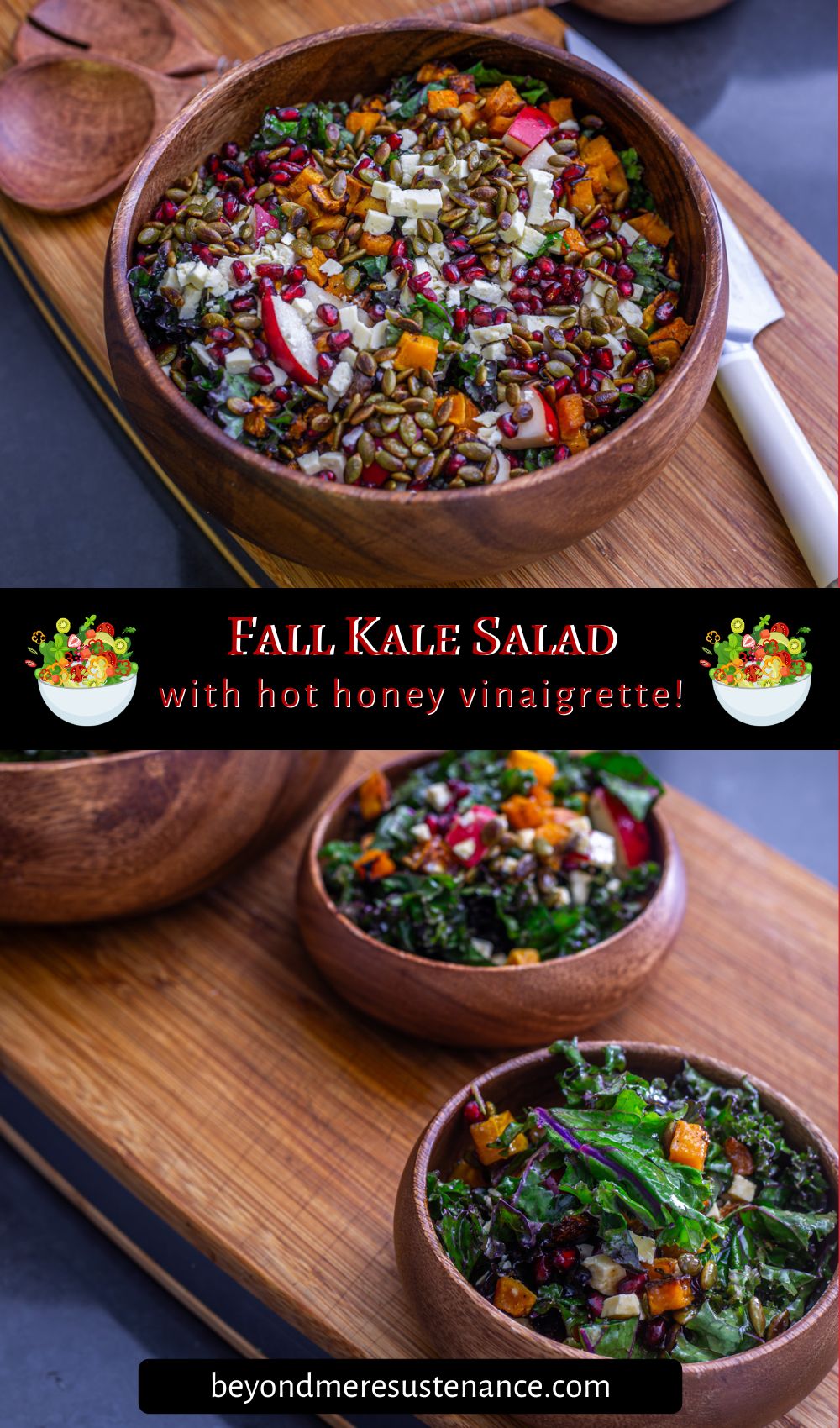 Fall Kale Salad with Hot Honey Vinaigrette • Beyond Mere Sustenance